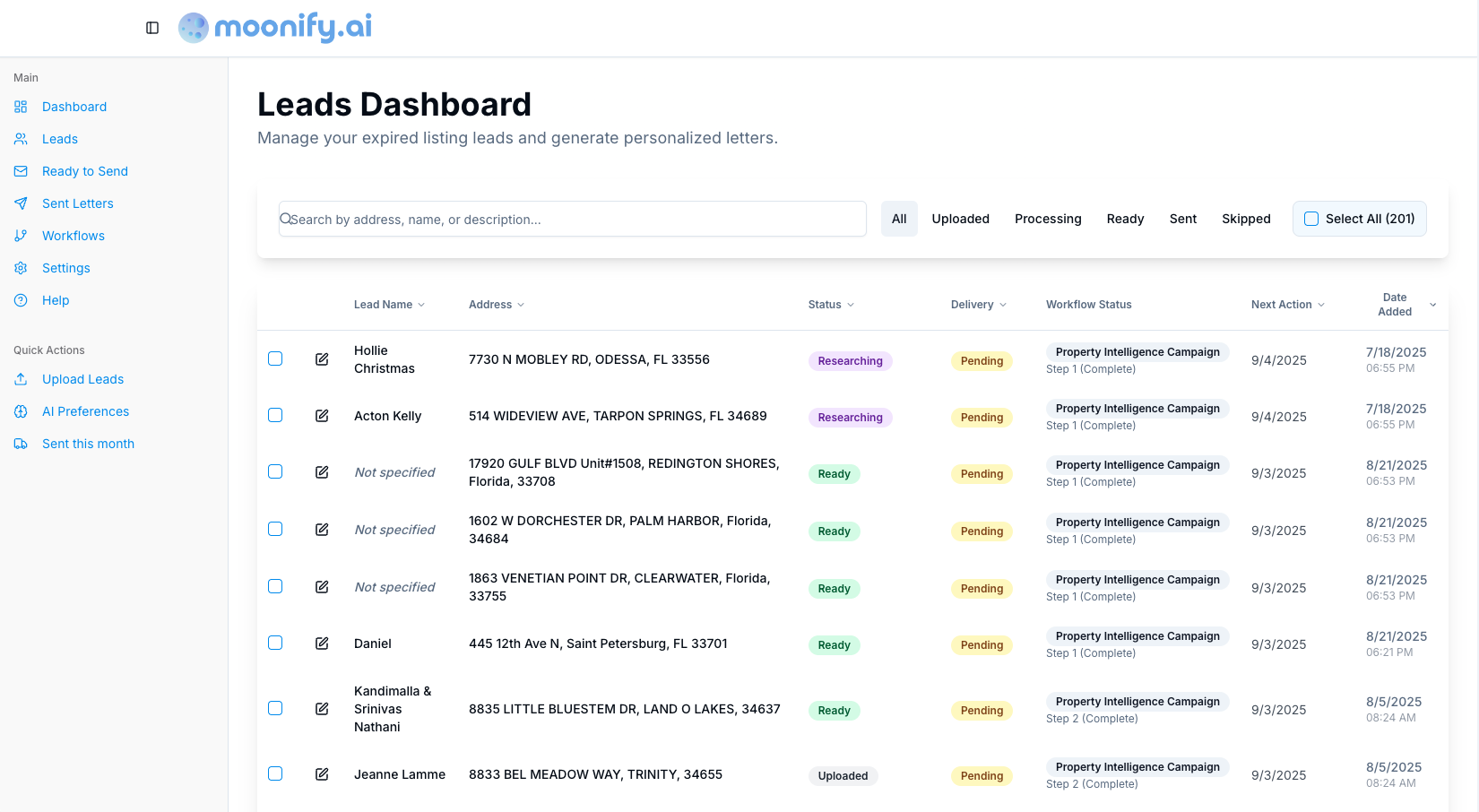 moonify.ai — AI Outreach for Expired Listings